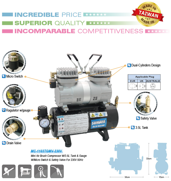 1/6HP Mini Air Brush Compressor